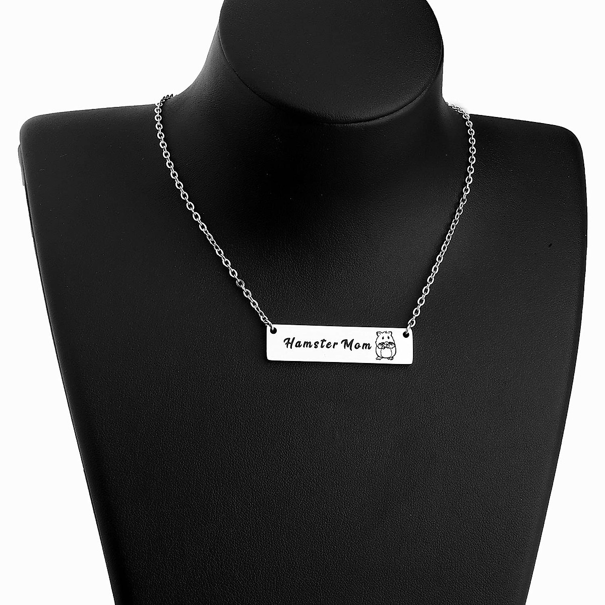 PLITI Hamster Mom Jewelry Hamster Lover Gifts Hamster Owner Birthday Gifts Hamster Mother's Day Gift Funny Animal Gifts For Hamster Lovers Breeder Mom Hamster Mom Necklace (Hamster Mom Necklace)