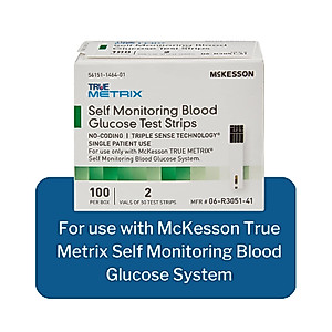 McKesson TRUE METRIX Self-Monitoring Blood Glucose Test Strips - Supplies for Diabetes Self Monitor Systems, 100 Strips, 4 Packs, 400 Total