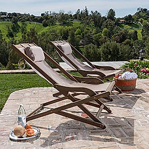 Christopher Knight Home Nikki Outdoor Wood and Canvas Sling Chairs, 2-Pcs Set, Grey