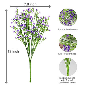 FONBAY 7 PCS Babys Breath Fake Flowers, Artificial Gypsophila for Wedding Party Decoration Bouquets DIY Flower Arrangement Home Decor Garden (Purple)