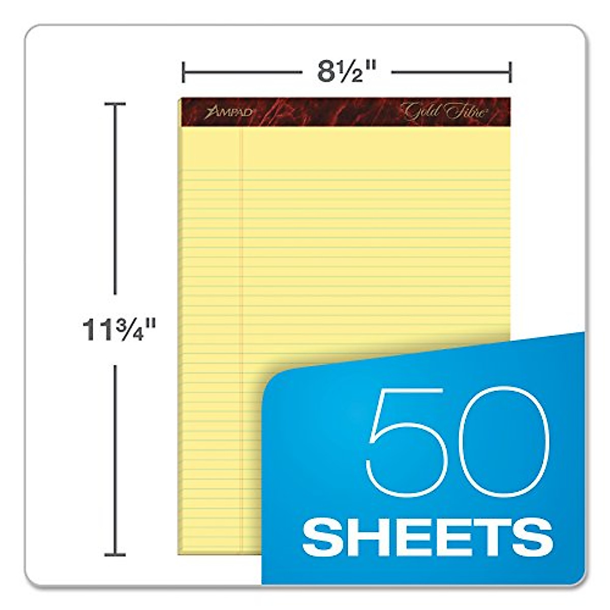 Esselte ESS20022 Ampad Gold Fibre Pads, 8 1/2 x 11 3/4, Canary, 50 Sheets (Pack of 12)