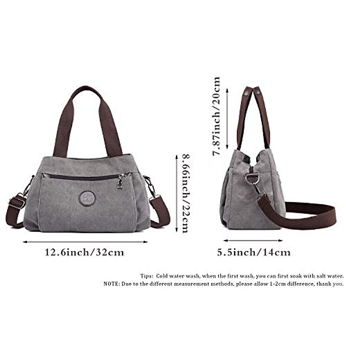 Chikencall® Women Hobo Handbags Casual Canvas Vintage Crossbody Bag Daily Multi Compartment Purses Shoulder Tote Shopper Bag