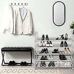Halter 5 Tier Shoe Rack Organizer, Space Saving, Easy Storage Shoe Organizer Stand for Closets, Entryways and Bedrooms- Grey