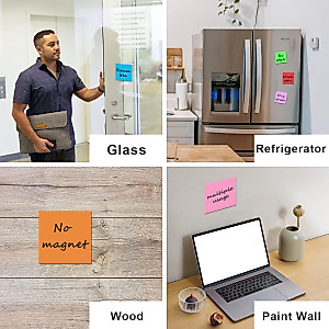 HOHI LINE Dry Erase Reusable Colorful Square 4x4 Self-Stick Notes Pads Sticky Post it Notes Magnetic Whiteboard Markers with Erasers (4"x4", Colorful 15pcs Note Pad)