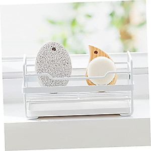 Veemoon Multi-Purpose Storage Rack Soap Sponge Holder Hanging Storage Shelves Sink Tidy Kitchen Soap Tray Drawer Shelf Dish Locker Shelf Iron Rack White Iron + Drain Rack Multipurpose