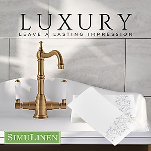 SimuLinen Silver Floral Paper Towels for Bathroom - Luxury Folded, Soft, and Absorbent Disposable Towels, 12"x17", 100ct (Made in USA)