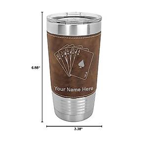 LaserGram 20oz Vacuum Insulated Tumbler Mug, Royal Flush Poker Cards, Personalized Engraving Included (Faux Leather, Rustic)