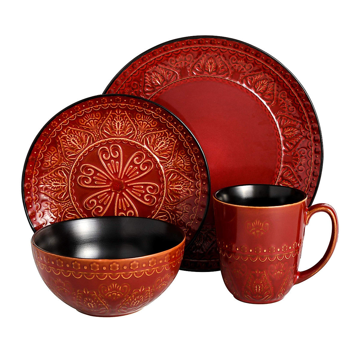 Gibson Elite Milanto 16 Piece Dinnerware Set, Red