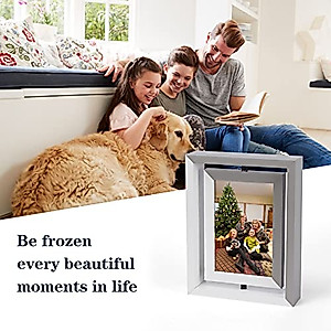 EXYGLO 2 Pack 4x6 Picture Frames, Color Contrast Rotating Photo Frame Wooden 2 Sided Frames for Vertical or Horizontal Tabletop Display, White+Grey