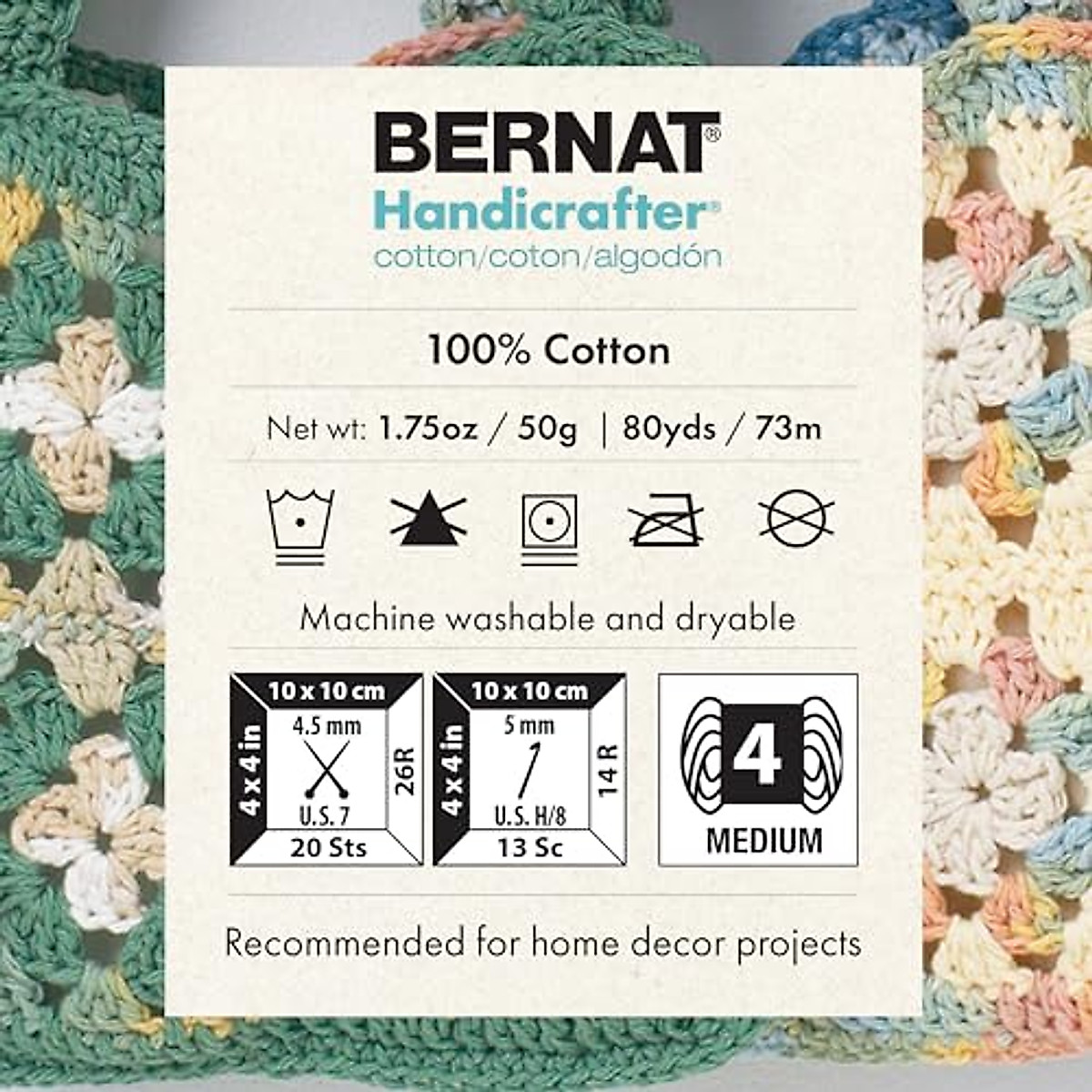 Bernat Handicrafter Cotton Country Red Yarn - 6 Pack of 50g/1.75oz - Cotton - 4 Medium (Worsted) - 80 Yards - Knitting/Crochet