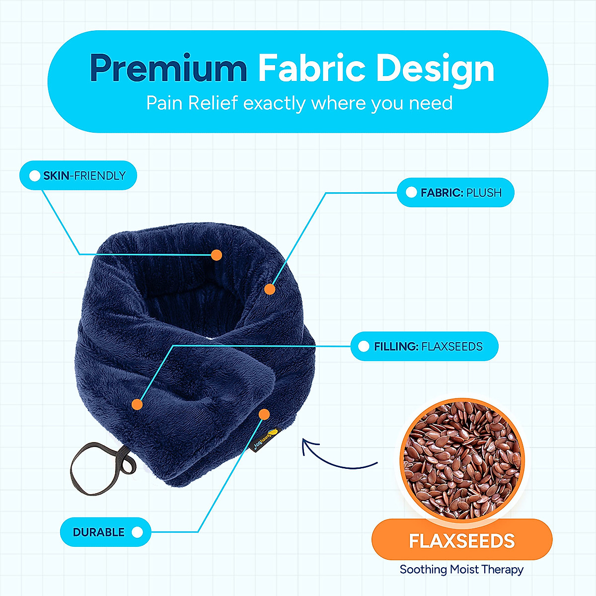 SunnyBay Microwave Heating Pad, Microwavable Heated Neck and Shoulder Wrap, Multipurpose Moist Hot/Cool 2.5lb Bean Bag Pack with Plush Cover and Elastic Fastener, FSA HSA Eligible, 26x5 Inches, Blue