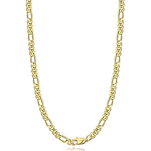 ewlpire Gold Chain for Men and Women Boys, 5.5mm Gold Chain Men's Figaro Chain Necklaces, 14k Gold Plated Mens Chain Necklace, 18 inch