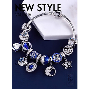 EVESCITY Limited Edition Blue Mountain Peak Ocean Crystallized 925 Sterling Silver Bead For Charms Bracelets ♥ Best Jewelry Gifts for Her ♥