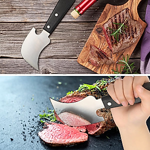 Hanaive 2 Pcs One Handed Gadgets Rocker Knife for Disabled, Disabled Products for Adults, Curved Steak Knife, Easy Hold Utensil for Chopping Limited Strength Hand Arthritis, Elderly or Pet Owner