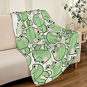 Cute Frog Blanket for Adults Green Frog Throw Blanket for Kids, Frog Gift for Frog Lover, Soft Cozy Flannel Blankets for Bed Couch Sofa 50x40 Inches