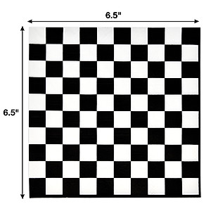 Gift Boutique 100 Black & White Checkered Luncheon Napkins Disposable Paper Checkered Plaid Lunch Napkin for Racing Car Picnic Camping Birthday Party