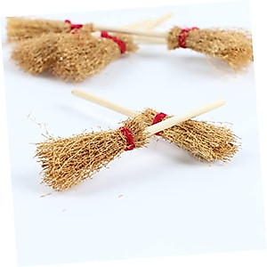 Gogogmee 30 Pcs Broom Witch Hanging Halloween Broom Toys Embellishment Witch Broom Costume Miniature Straw Broom Toys for Halloween Decor Mini Witch Broom Children’s Toys Broomsticks Wooden
