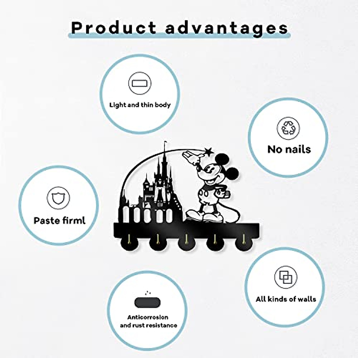 Disney Castle Theme Wall Decor Hooks Customize Household Door Decor Hooks Multi-Function Wall Coat Bags Clothes Hook Keys Holder