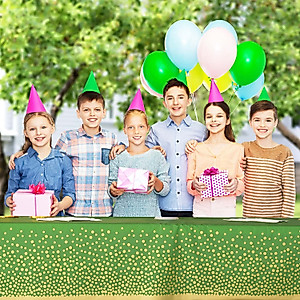 ZULADISE 2 Pack Green Plastic Tablecloth Green and Gold Table Cloths for Parties Disposable Table Cover Party Decorations for Birthday, Christmas (Premium Quality - 54 x 108 in.)