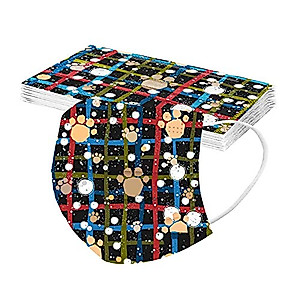50PCS Cute Animal Claw Disposable Face Mask For Adults 3-Ply Breathable Cat Dog Paw Printed Paper Masks for Outdoor (Multi/A3)