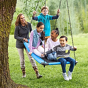 HearthSong 60 Inch SkyCurve Rectangular Platform Swing with Comfy Mat and Steel Frame, Holds up to 400 lbs.