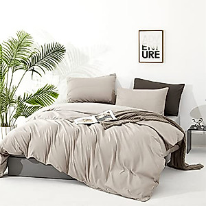 Luxlovery Beige Khaki Comforter Cal King Cream Khaki Bedding Comforter Set California King Minimalist Bedding Set Solid Beige Coffee Cotton Blanket Quilts Soft Breathable Cream Taupe Comforter Set