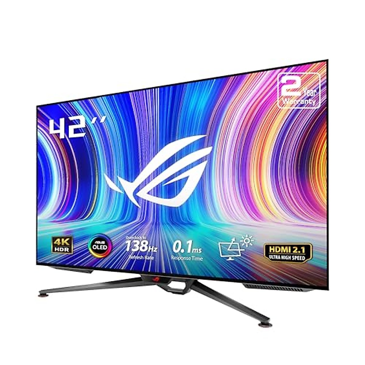 ASUS ROG Swift 41.5” 4K OLED Gaming Monitor (PG42UQ) - UHD (3840 x 2160), 138Hz, 0.1ms, HDMI2.1, True 10 bit, DCI-P3 98%, G-SYNC Compatible, DisplayPort, USB, Console Ready, Remote Control, Anti-Glare