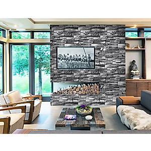 Timeet Brick Stone Wallpaper Peel and Stick Wallpaper Faux Stone Wallpaper 17.3"x118.1" Brick Wallpaper Self Adhesive Removable Wallpaper for Bedroom Living Room Wall Decor