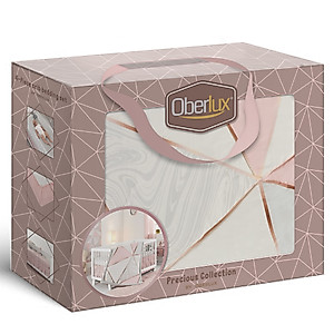 OBERLUX Crib Bedding Set for Girls- 4-Piece Baby Nursery Bedding Crib Set; Geometric, Rose Gold, Powder Pink & Marble | Precious Collection