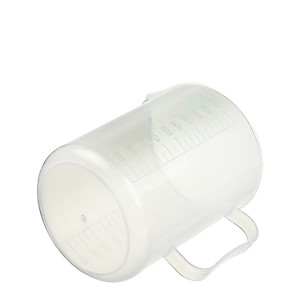 Bettomshin 2Pcs 1000ml Metric Plastic Beaker with Handle, Lab Beakers Multipurpose Mixing Cups Measuring Cup Transparent for Lab Kitchen Liquids