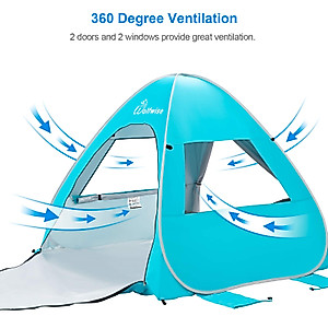 WolfWise UPF 50+ Easy Pop Up Beach Tent Sun Shelter Instant Automatic Portable Sport Umbrella Indoor Playhouse Canopy Cabana