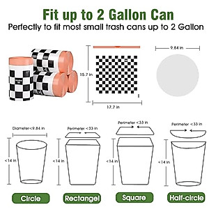 2 Gallon Trash Bags, GloDeals Small Trash Bag/Drawstring Garbage Bags, 120 Count Wastebasket Liners Durable Small Trash Bags for Bathroom, Kitchen, Bedroom, Office, Unscented, Individual Design