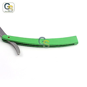 G.S GREEN STRAIGHT BARBER EDGE STEEL RAZOR FOLDING SHAVING KNIFE WITH 11 BLADES RAZORS