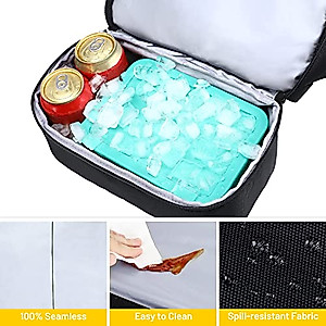 MIER Dual Compartment Lunch Bag for Women Insulated Lunch Box, Small Lunch Tote with Shoulder Strap for Work, Black