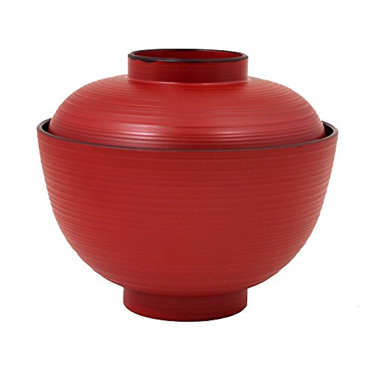 Happy Sales HSWF201R Japanese Soup Rice Bowl with Lid, Red