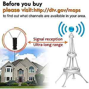 HIDB TV Antenna for Smart TV, Long Range Rabbit Ears Indoor TV Antenna HD Digital for Free-to-air HDTV Channels，Stickiness Base for Easy Placement Both Suitable for Home Car