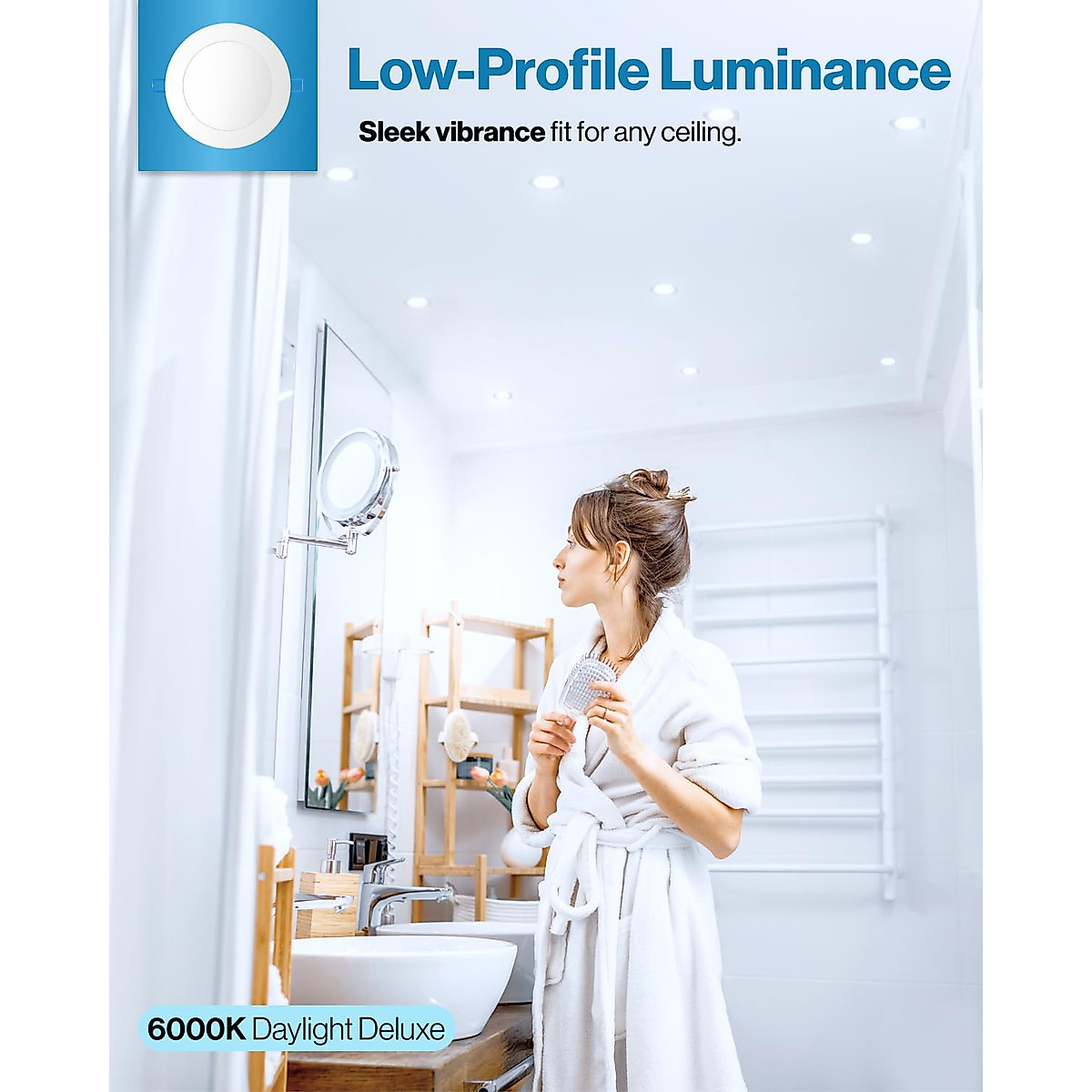 Sunco 12 Pack 6 Inch Ultra Thin LED Recessed Ceiling Lights, 6000K Daylight Deluxe, Dimmable, 14W, Wafer Thin, Canless with Junction Box