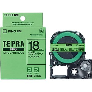 King Jim Tepra PRO SK18G Tape Cartridge, 0.7 inches (18 mm), Fluorescent Green