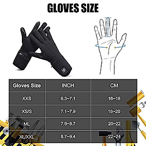 Haeglauv Heated Glove Liners for Men Women,Electric Battery Heated Gloves Rechargeable Thin Heated Work Gloves