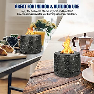 BHNDOING Concrete Tabletop Fire Pit, Marble Portable Tabletop Fireplace, Fire Pit Bowl for Indoor Outdoor Decor Long Time Burning Smokeless Odorless