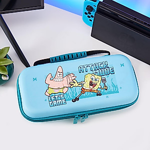 Numskull Spongebob Squarepants Attack Mode Hard Shell Travel Case for Nintendo Switch and OLED Model Console - Fits 10 Games and Switch Accessories