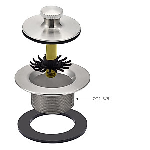 UNI-DRAIN Bathtub Drain Plug with Hair Catcher 1-1/4" NPSM Bathtub Drain Stopper Fine Thread(Nickel Brushed)