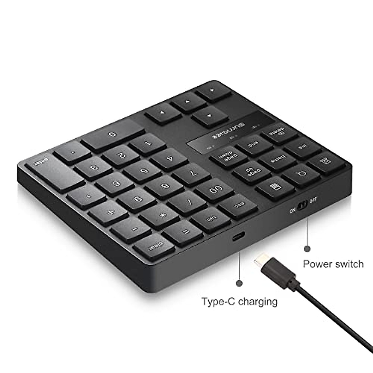 SurnQiee Wireless Numeric Keypad, 2.4G Rechargeable Number Pad 35-Keys for Efficient Data Input