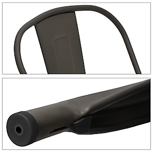 MoNiBloom Metal Dining Chair Set of 4 Stackable Indoor 17.5" Seat Height Bar Chairs with Back Outdoor Side Metal Kitchen Chairs for Bistro Cafe Side Restaurant Use, Gunmetal