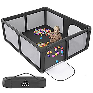 Baby Playpen 60x60in - Kids Activity Center with Anti-Slip Base - Portable Indoor & Outdoor Playard for Toddlers - Foldable Safety Play Yard for Babies - Baby Fence Play Area With Soft Breathable Mesh
