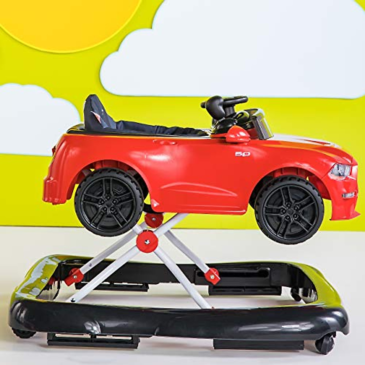 Bright Starts Ways to Play 4-in-1 Walker - Ford Mustang, Red, Ages 6 Months +, Red