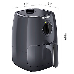 Chefman TurboFry 2-Quart Air Fryer, Dishwasher Safe Basket & Tray, Use Little to No Oil For Healthy Food, 60 Minute Timer, Fry Healthier Meals Fast, Heat And Power Indicator Light, Temp Control, Grey