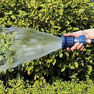 HOSUN Garden Hose Nozzle, Fireman Style Hose Nozzle, Heavy Duty Brass Hose Nozzle, Leak Proof & Best High-Pressure Sprayer for Plants Watering, Car Washing, Pet Washing, etc. (blue)