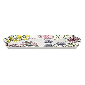 Pimpernel Stafford Blooms Collection Sandwich Tray | Serving Platter | Crudité and Appetizer Tray | Made of Melamine | Measures 15.1" x 6.5" | Dishwasher Safe