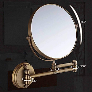 KARAOT Wall-Mounted Makeup Mirror, Shaving Mirror 3X Magnification, Normal Double-Sided Round Bathroom Vanity Mirror Swivel, Extendable and Folding, 360° Free Rotation, for Shaving, Makeup